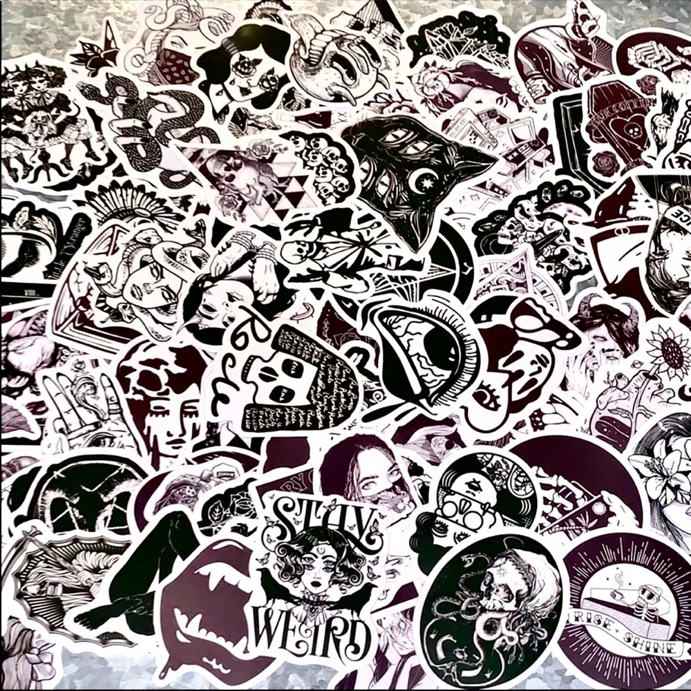 (100) Gothic Themed Waterproof Vinyl Stickers - Gem